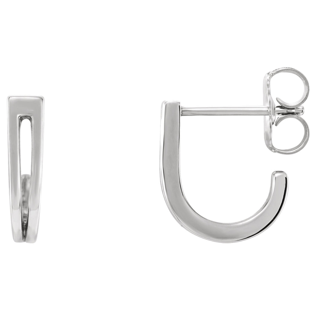 Sterling Silver Geometric J-Hoop Earrings– MBJ Consignment & Company